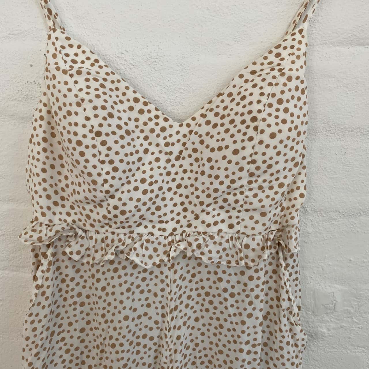 Mooloola Womens Size 10 Jumpsuit Brown / Polka Dot / White