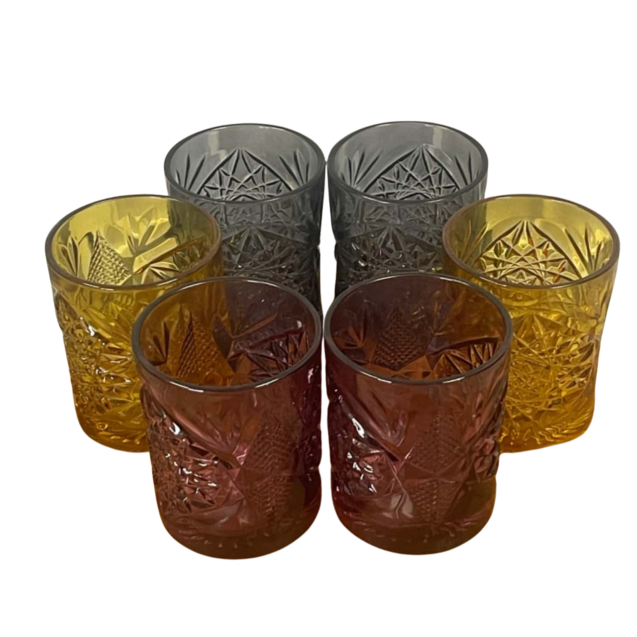 •REDUCED• Anon Eclectic Retro Crystal Cut Glasses Set of 6(s)