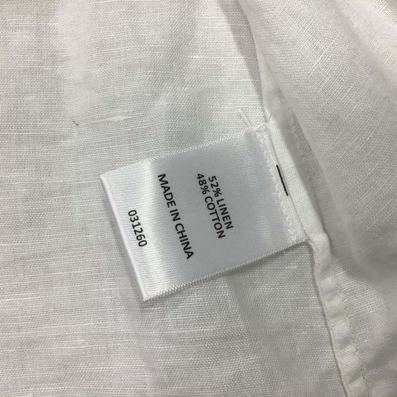 Sussan Womens Size 12 White Linen Blend Short Flutter Sleeve Shirt(s)