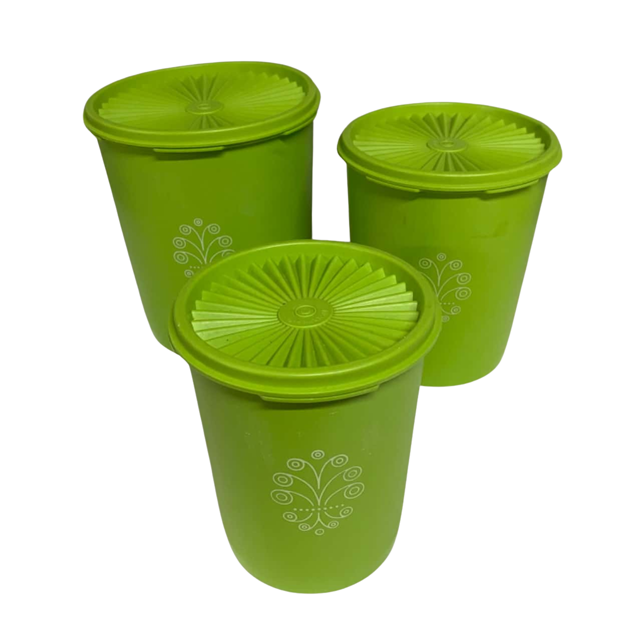 3x Vintage Tupperware Lime Green Servalier Cannisters(s)