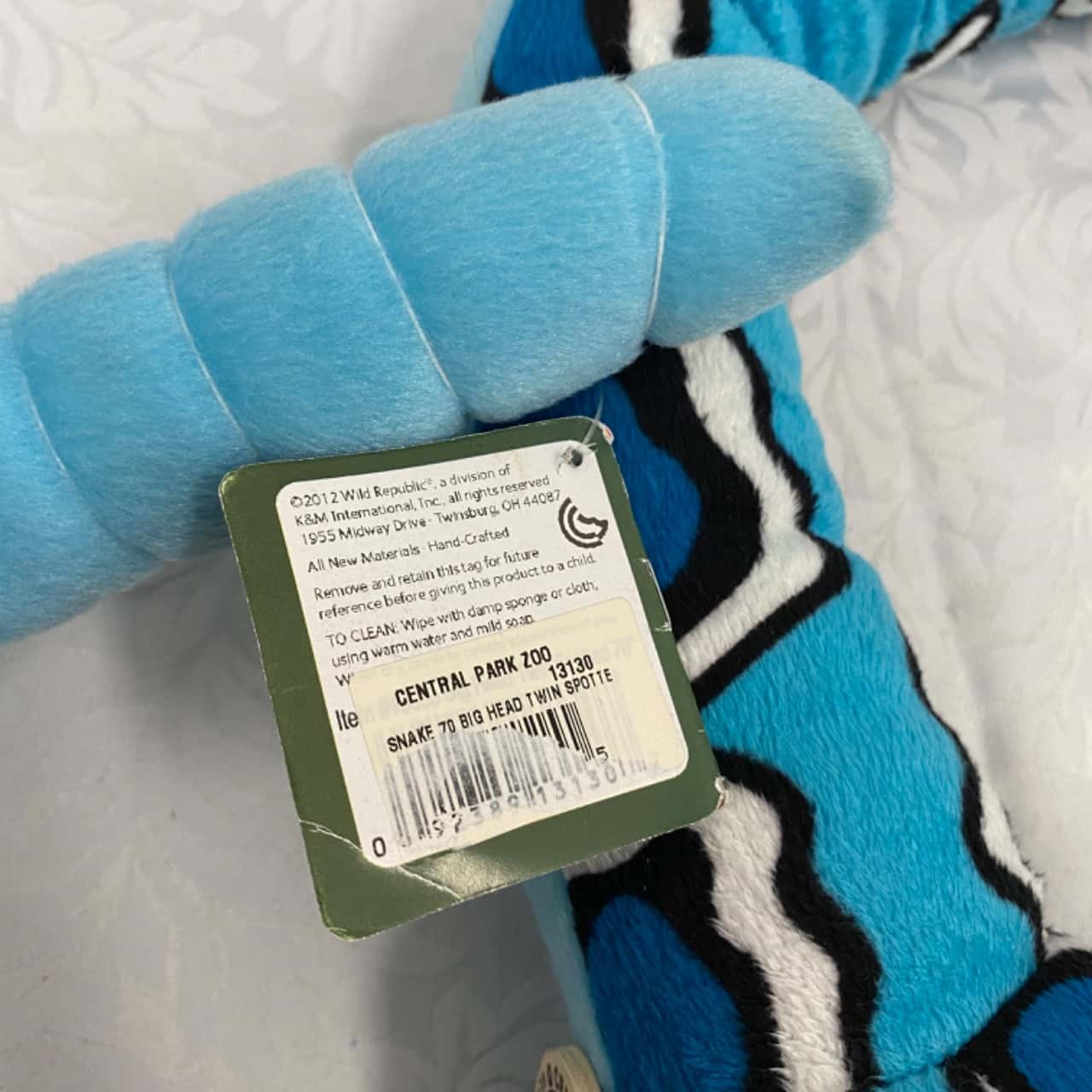 New York City Central Park Zoo Blue Snake Toy BNWT