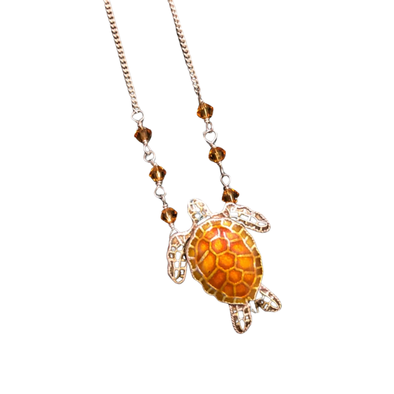 Sterling Silver & Enamel Green Sea Turtle Necklace (s)