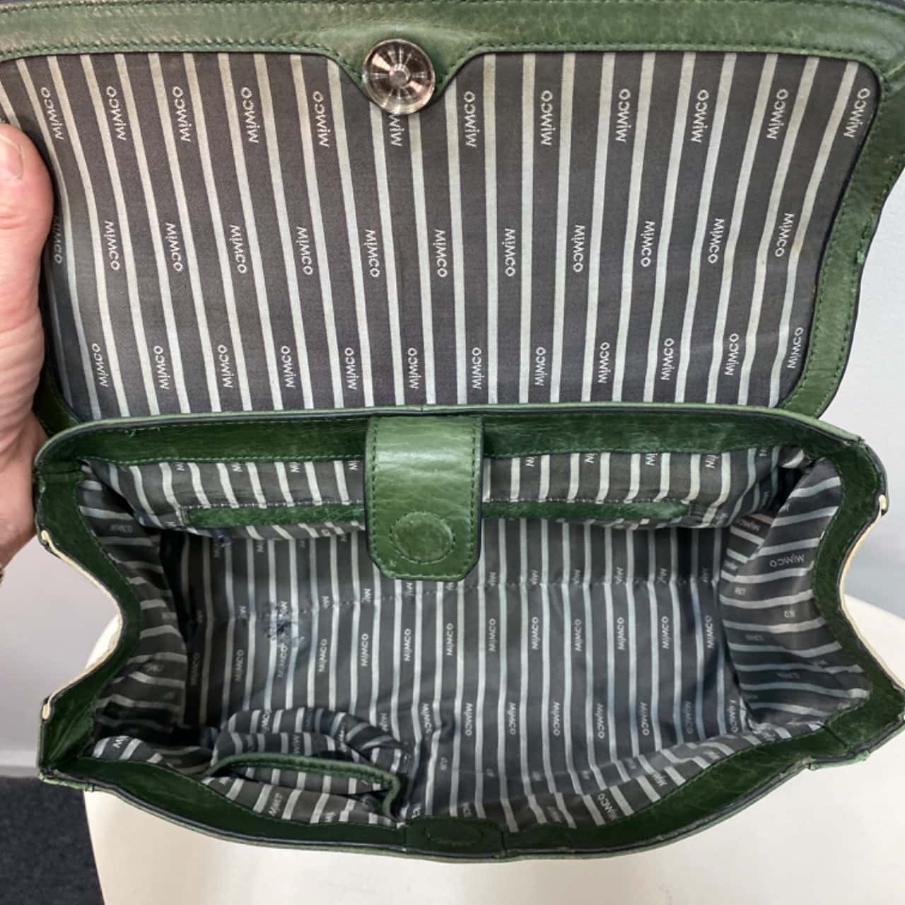 Vintage Mimco Womens Medium Handbag print Deep Green with “Tooth ...