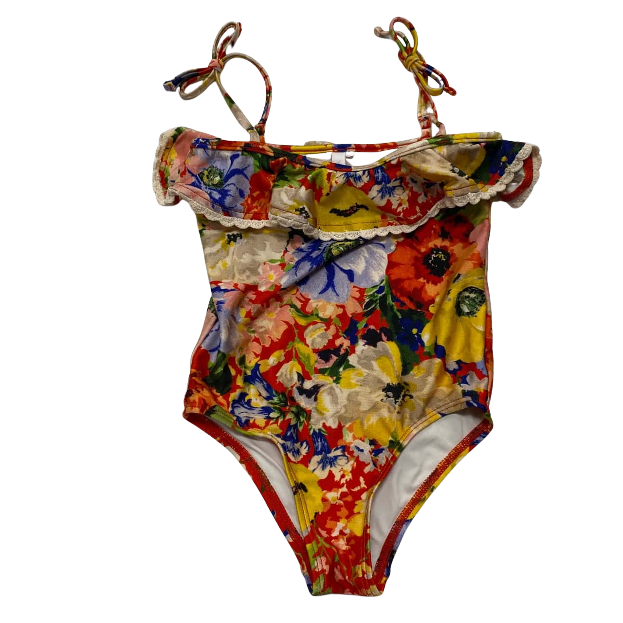 Zimmermann Kids Floral Pattern Red One-Piece Bathers