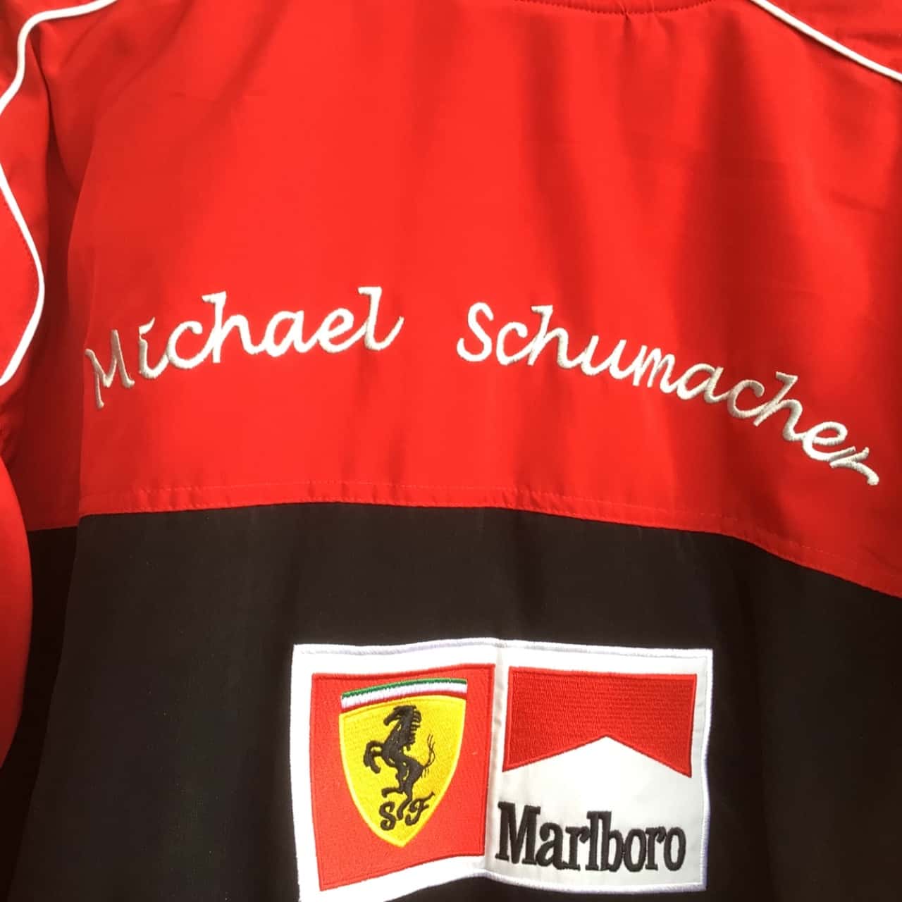 Mens FORMULA 1 FERRARI JACKET MICHAEL SCHUMACHER Size XXL Black /Red (s)