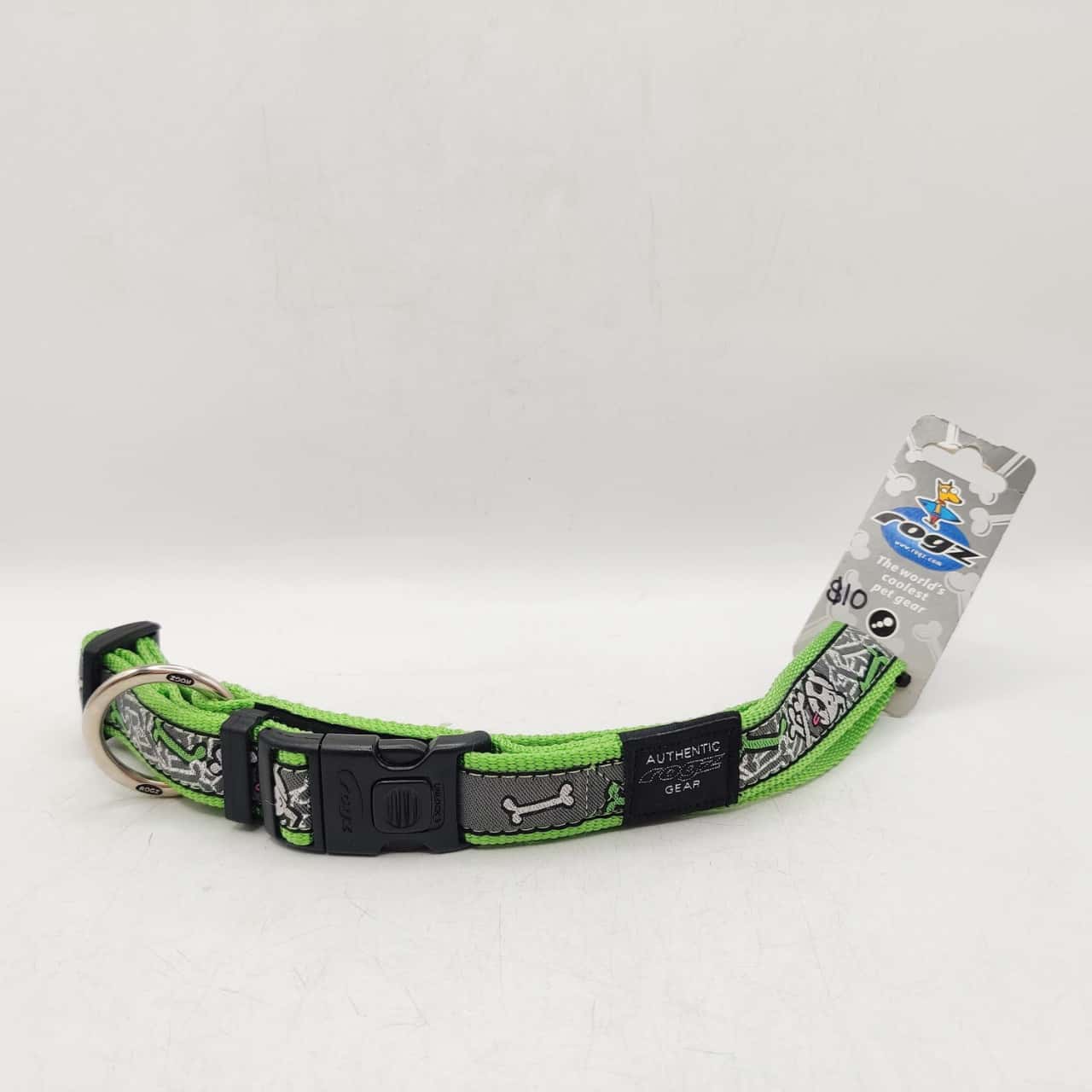 Rogz - The World's Coolest Pet Gear Lime Green Bone Pattern Nylon ...