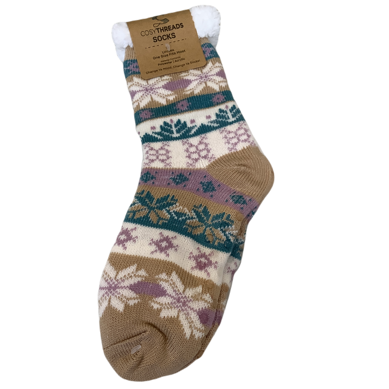 New Dream Big Winter One Size Unisex Adult Fluffy Socks Snow Flakes ...