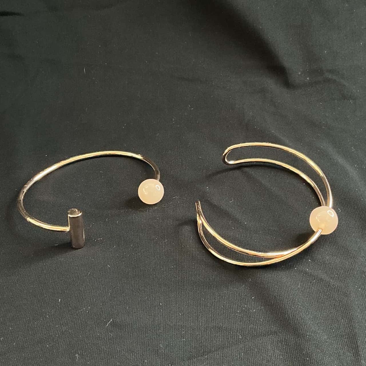 Trent Nathan Womens Bangle collection (2) Pink stone bead / Rose Gold- tone