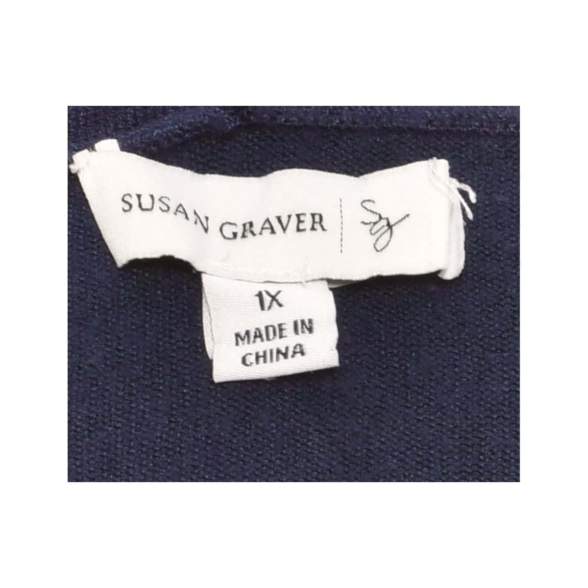 Women's Susan Graver Size XL Open Cardigan Navy Blue (s)