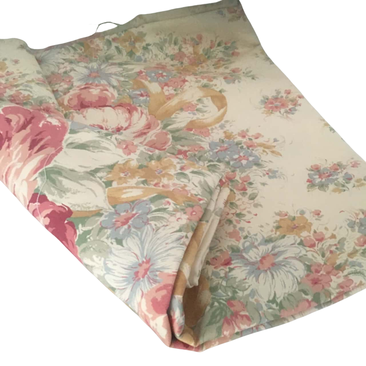 Cream Floral Cotton Fabric Flower Pattern 120 x 300 cm