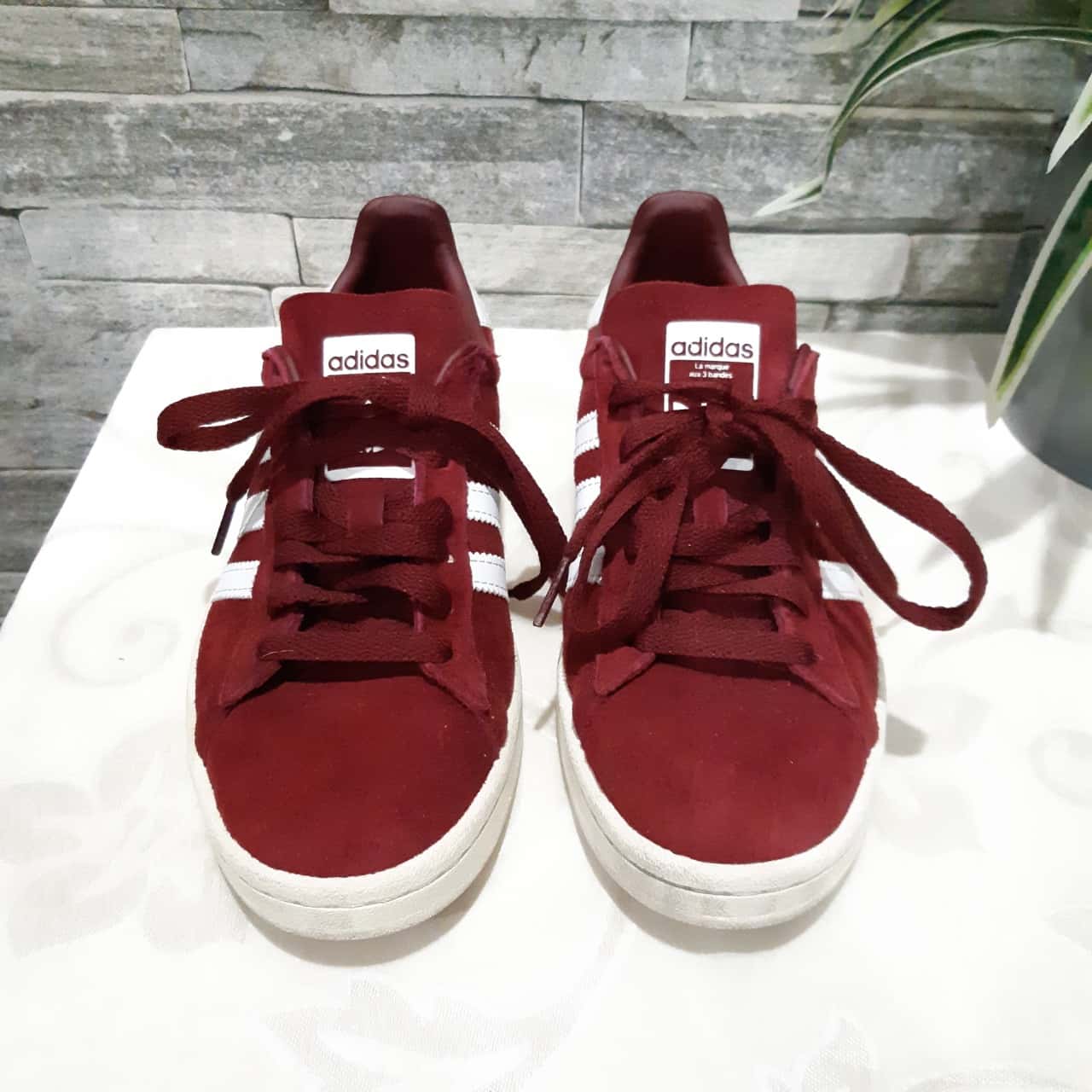 Adidas Campus Mens Size 3.5 Shoes Burgundy/White (s)