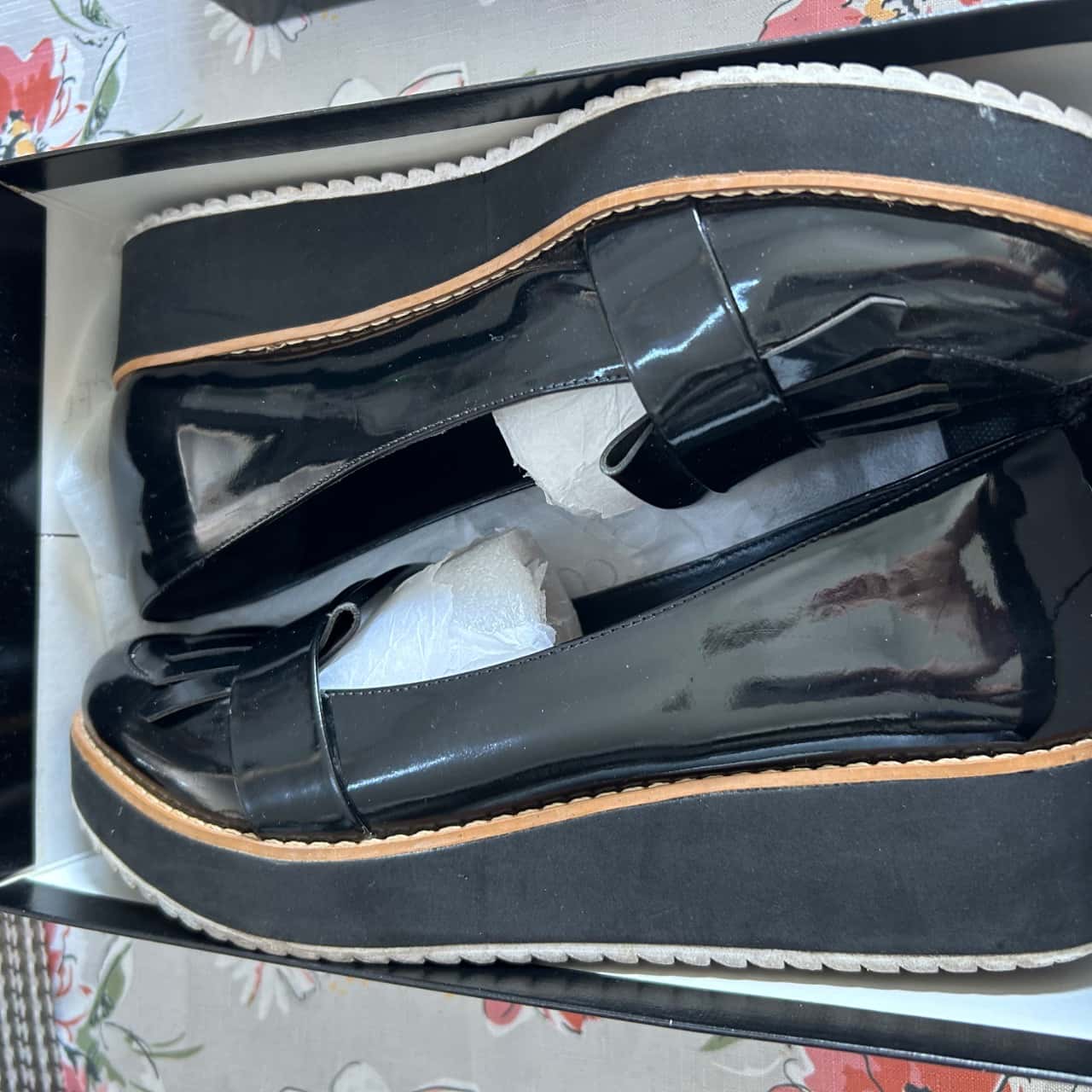 Women’s Cecconello Black Platform Boat Shoes Size 41 EU (B23)