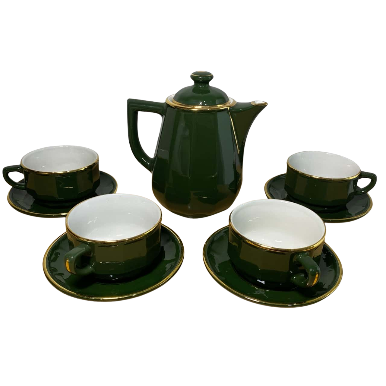 Rare MADE IN FRANCE Apilco Limoges Porcelain Vintage Bistro Vert 15 dl ...