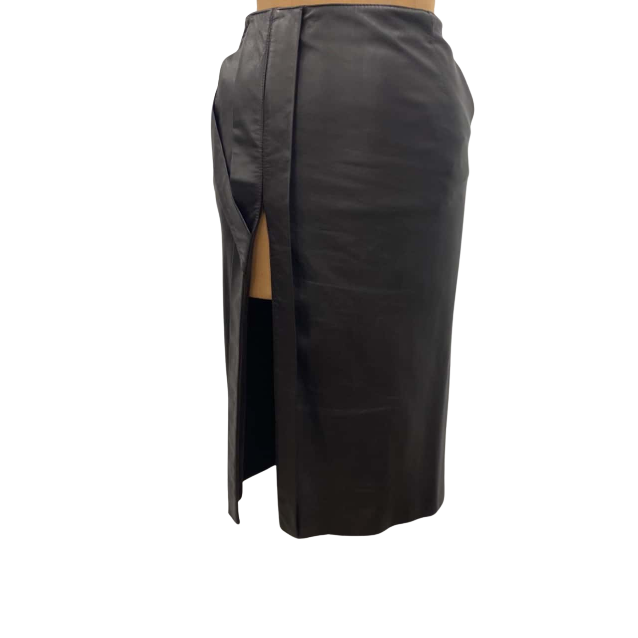 Kaliver High Split Pencil Skirt Size 8 Dark Chocolate Leather(s)