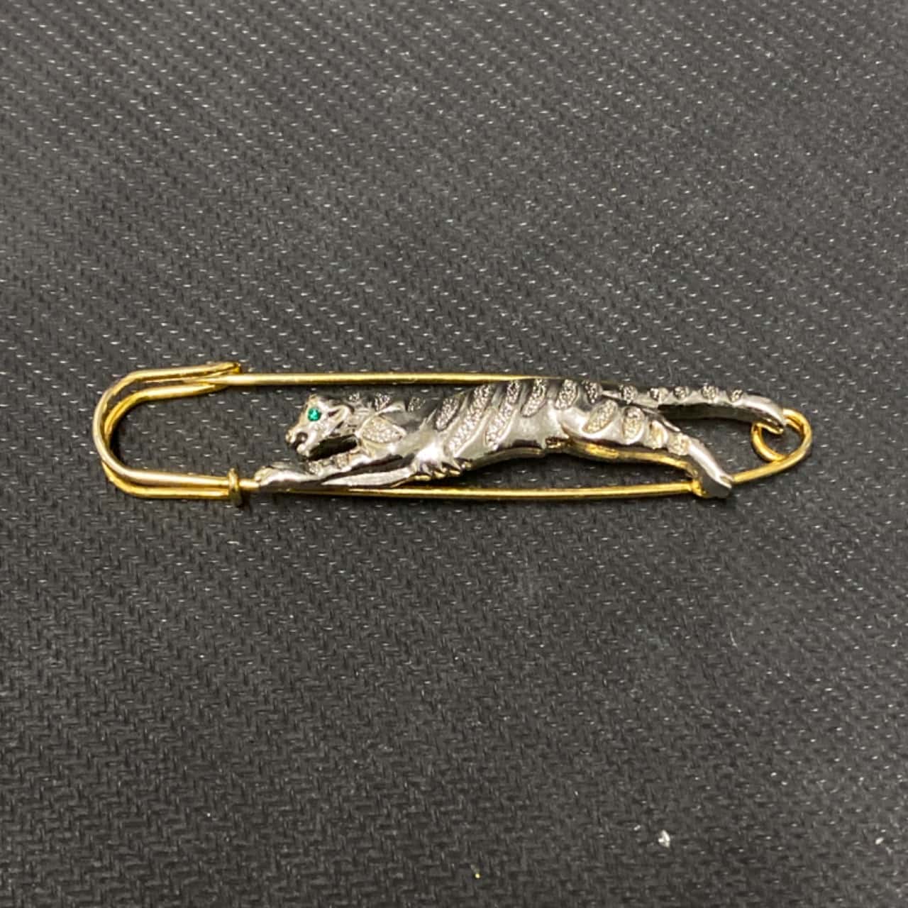 Vintage Style Leaping Tiger Gold & Silver Tone Kilt Pin (s)
