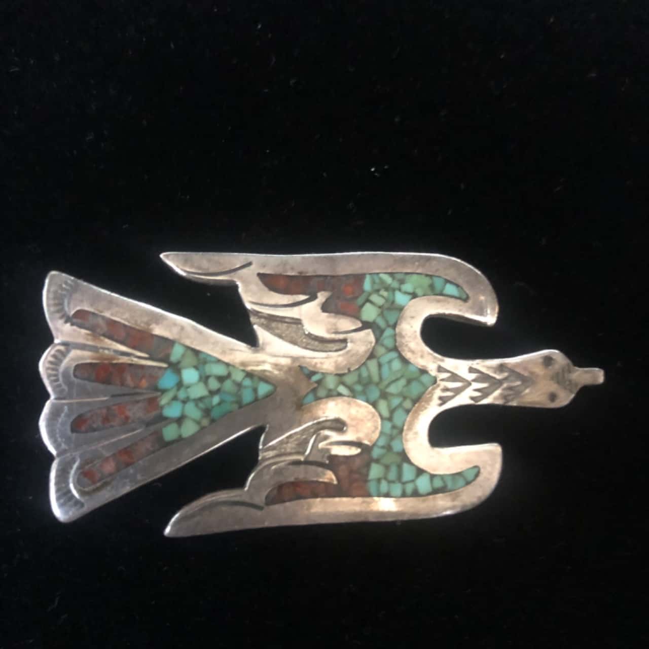 Sterling Silver & Turquoise bird brooch