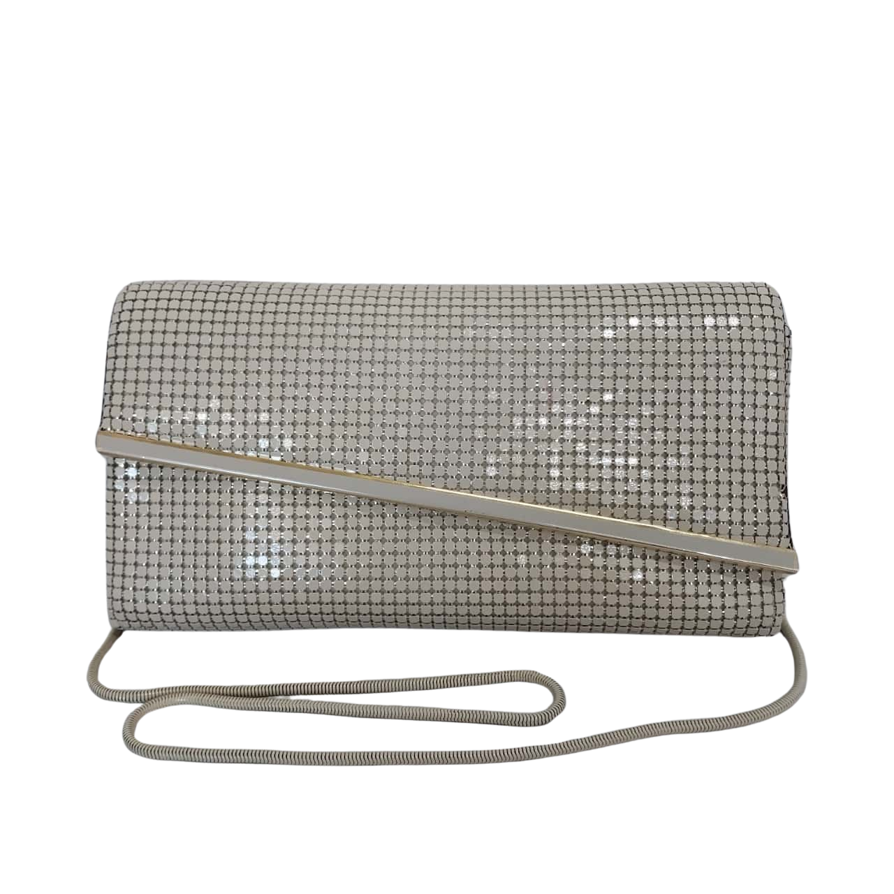 Gold Crest Mesh - Ladie's vintage Handbag, Beige.