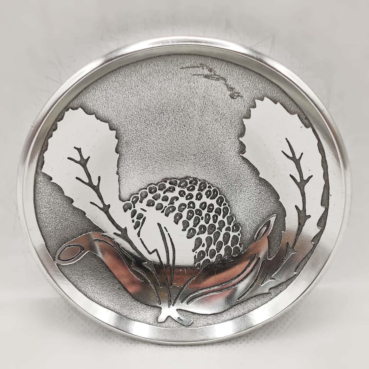 Made In Australia Brushed Aluminium Plate With Floral Etching 10cm ...