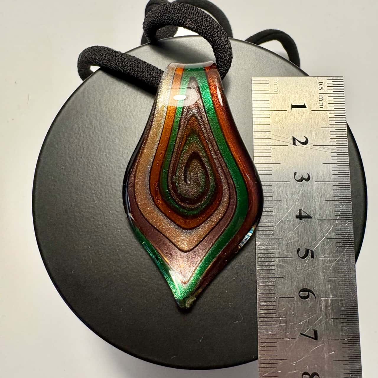 Teardrop Lampwork Glass Swirl Pendant Necklace