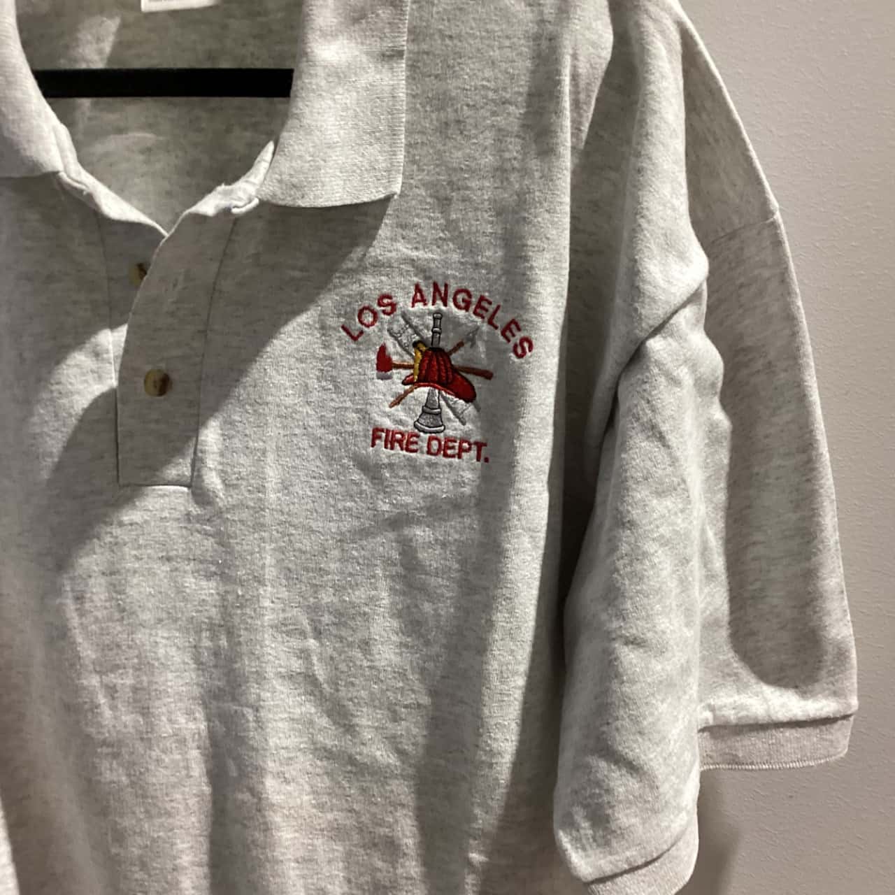 Mens Size XL Polo Shirt Grey Los Angeles Fire Dept