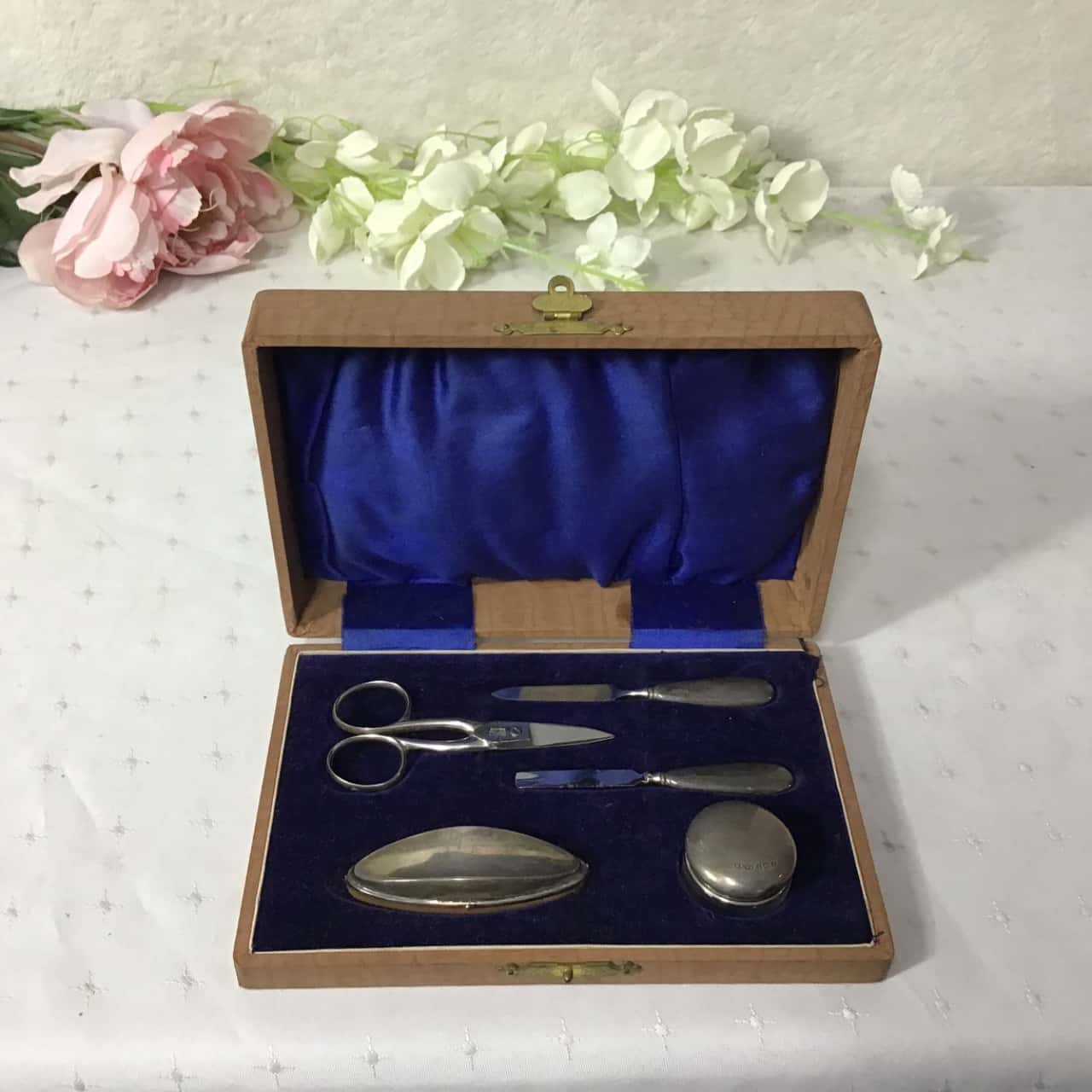 Antique British Hallmarked Silver Manicure Set (in original box)