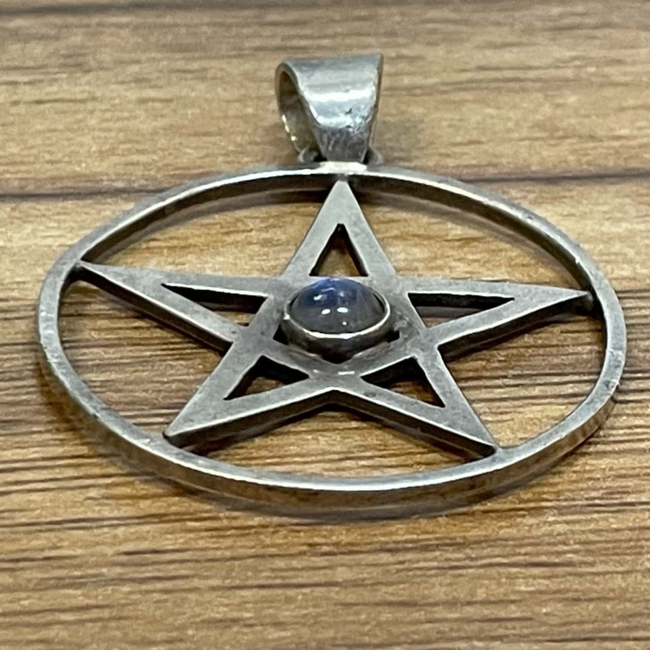 Sterling Silver 925 & Moonstone Pentagram Star Pendant
