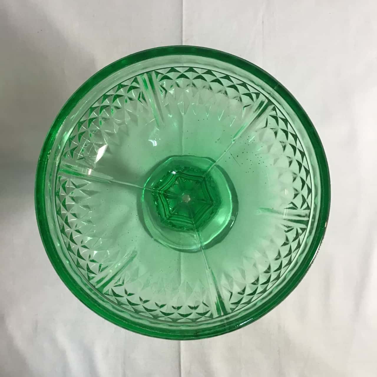 Vintage Apple Green Diamond Pattern Compote
