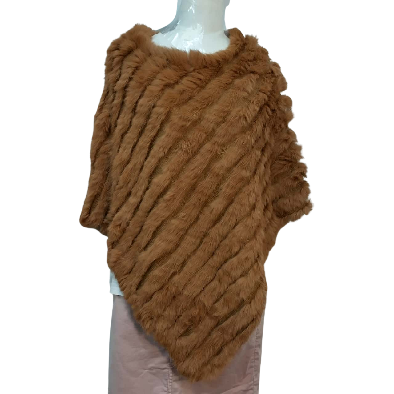 Rabbit Fur Poncho From "I Love My Clothes", Womens One Size, Brown (s)