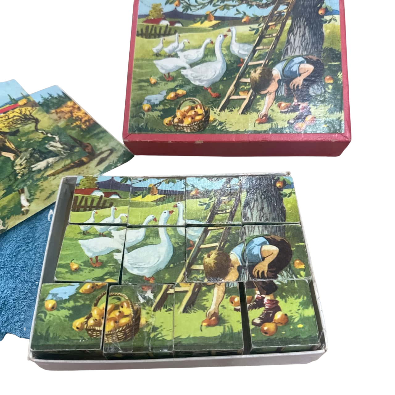 Vintage Wood Farm Block Puzzle 6 in 1 puzzle Nursery blocks(s)