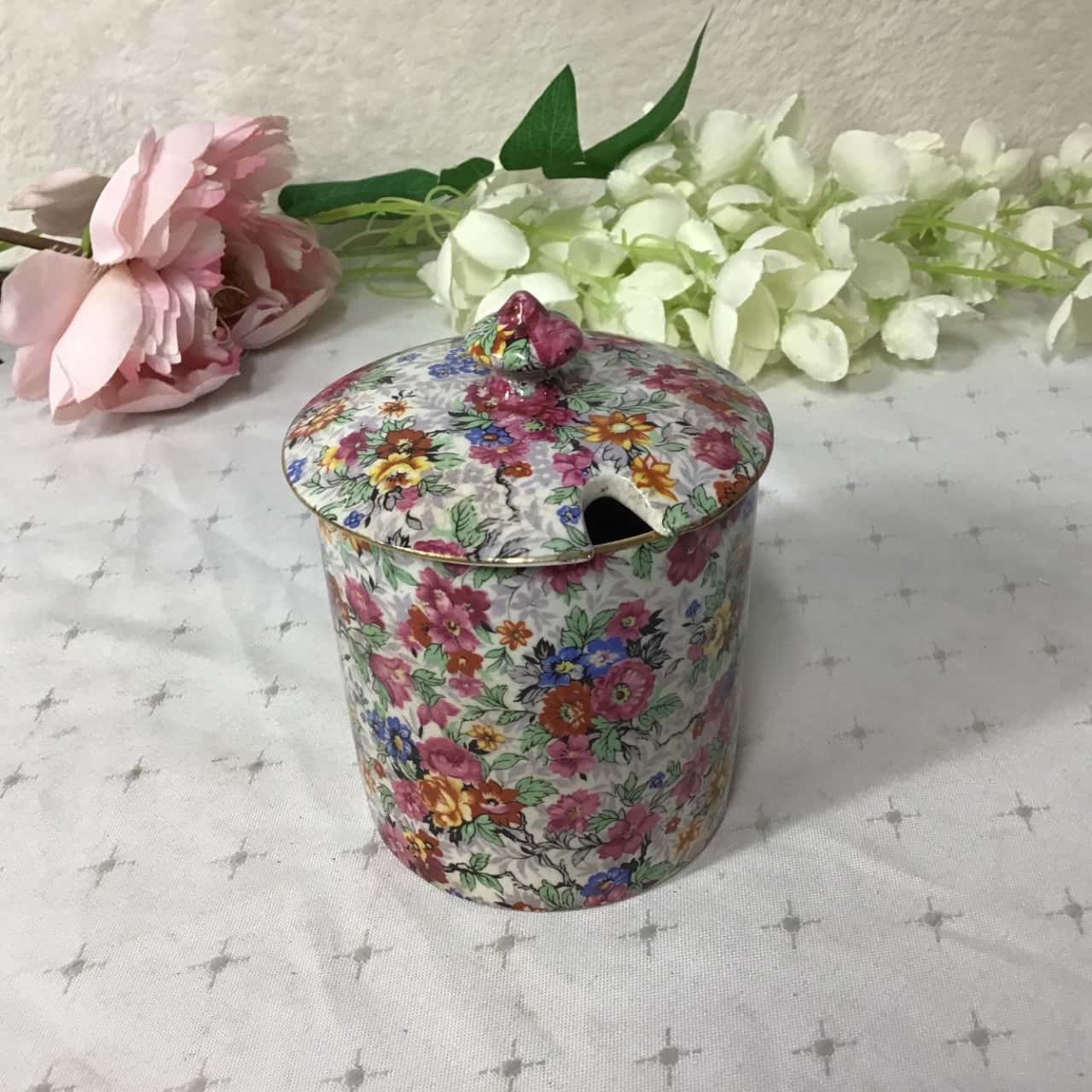 Vintage Lord Nelson Ware “Marina” Chintz Bone China Lidded Jam Pot(s)