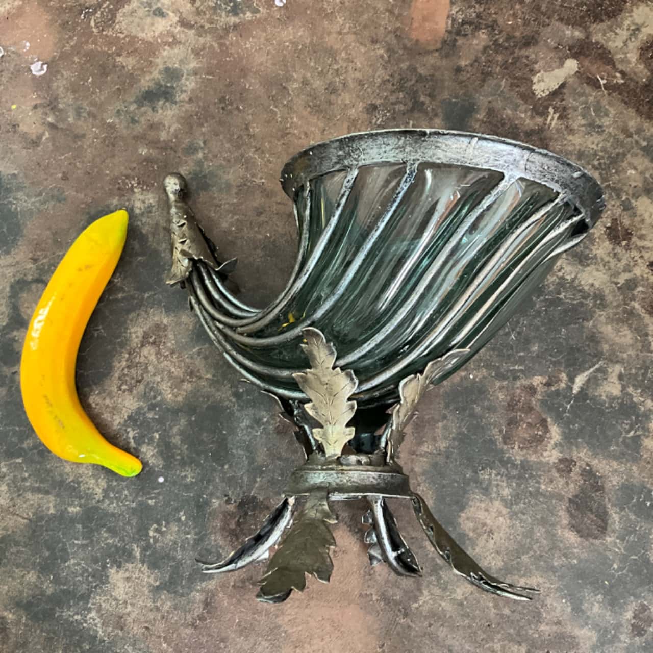 Gorgeous Cornucopia Glass Bowl in Metal Casing(s)