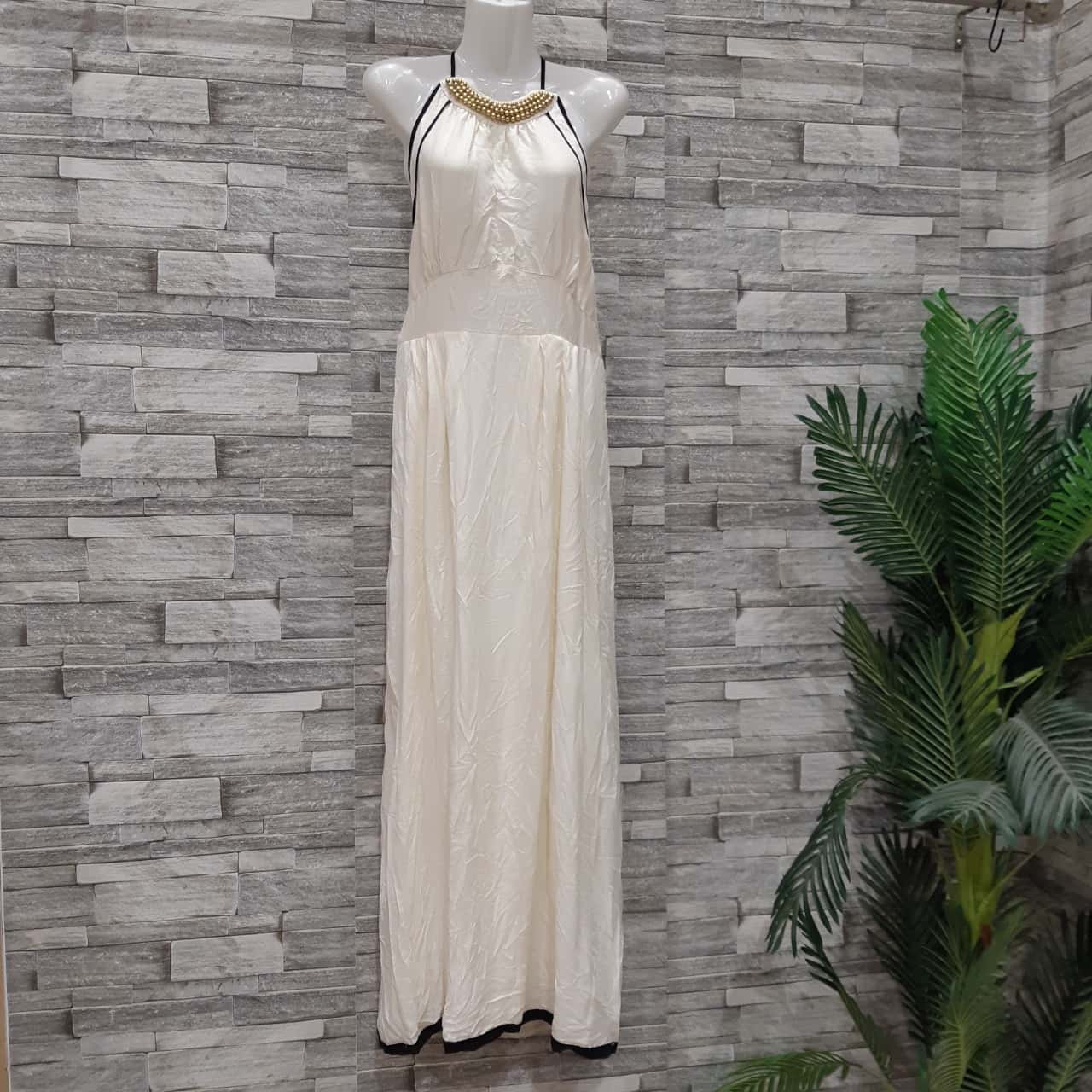 MIRROU Womens Size 12 Halter Neck Dress Cream