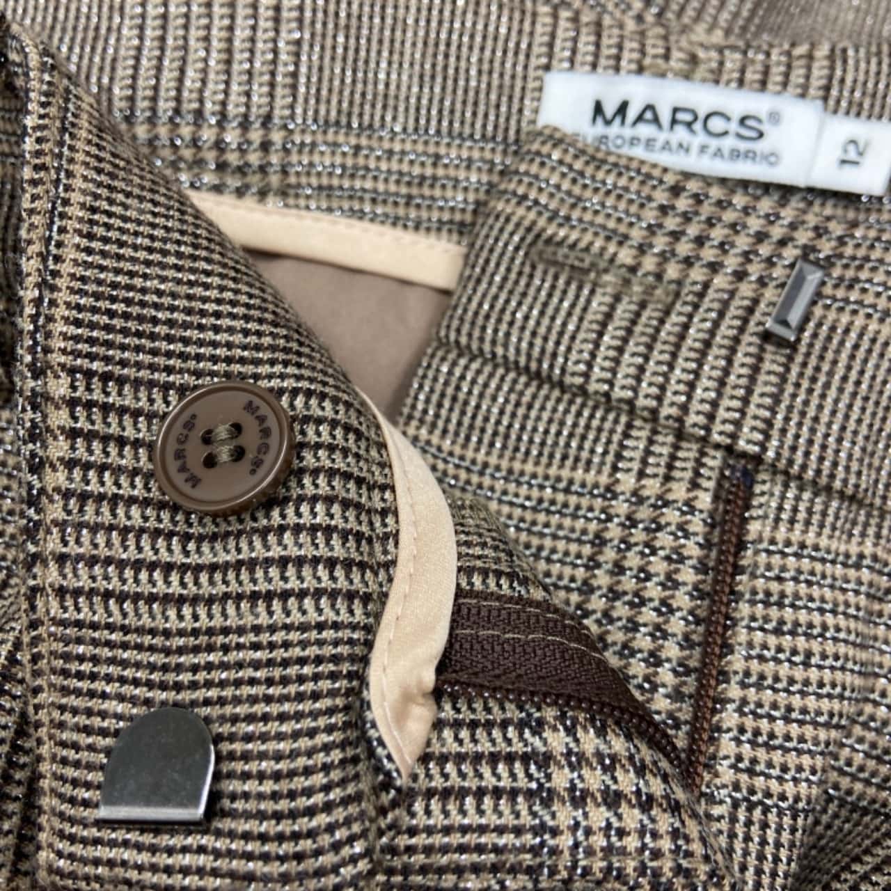 Marcs Womens Size 12 High Waisted / Straight Leg Pants Brown / Checked ...