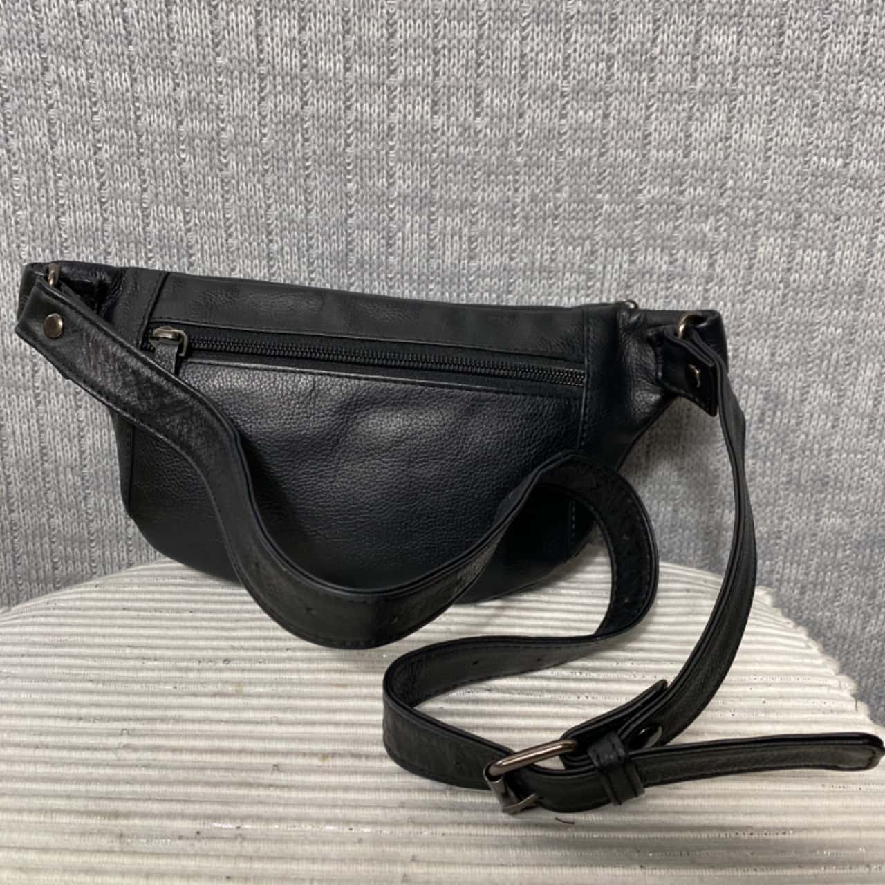 Women’s Stitch & Hide Black Leather Fanny Pack /Bum Bag