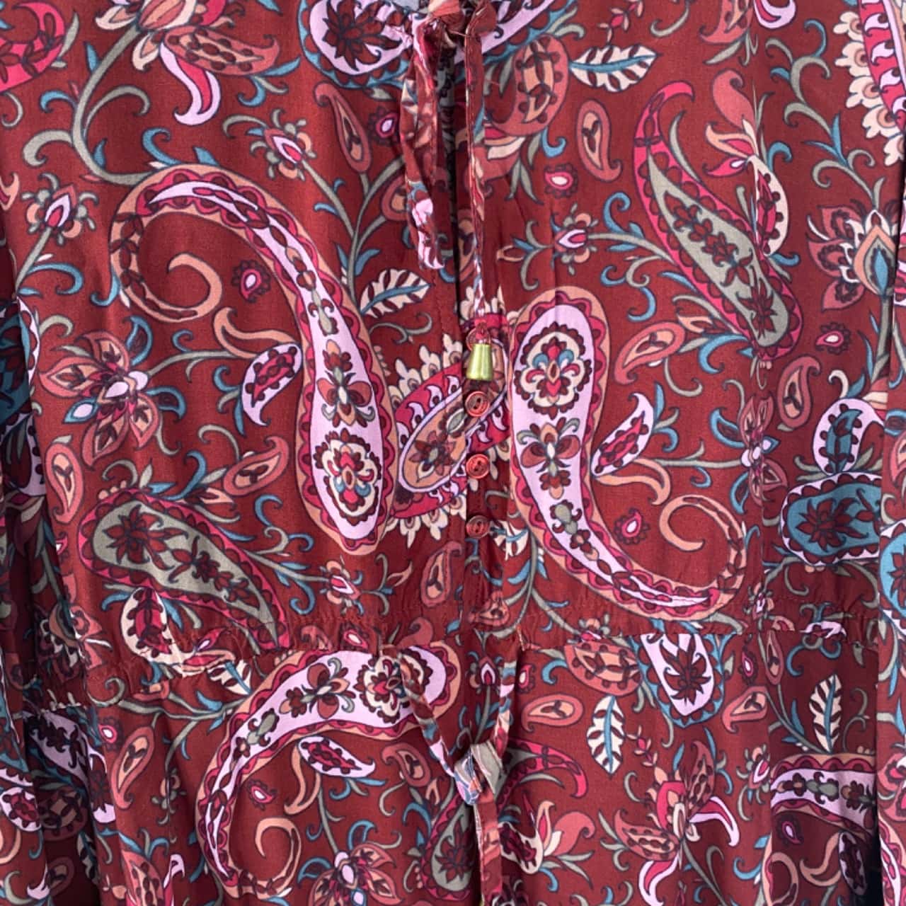 Jaase Dark Red Pink Pattern Long Sleeve Mini Dress Size 10 / M(s)