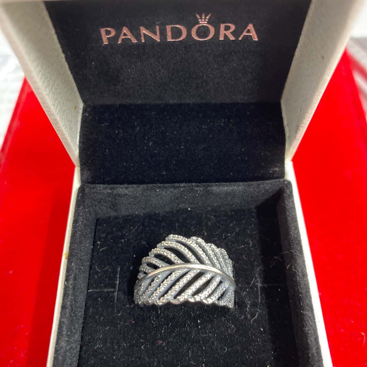 Pandora ‘light as a feather’ Stirling silver/cubic zirconia Womens Ring ...