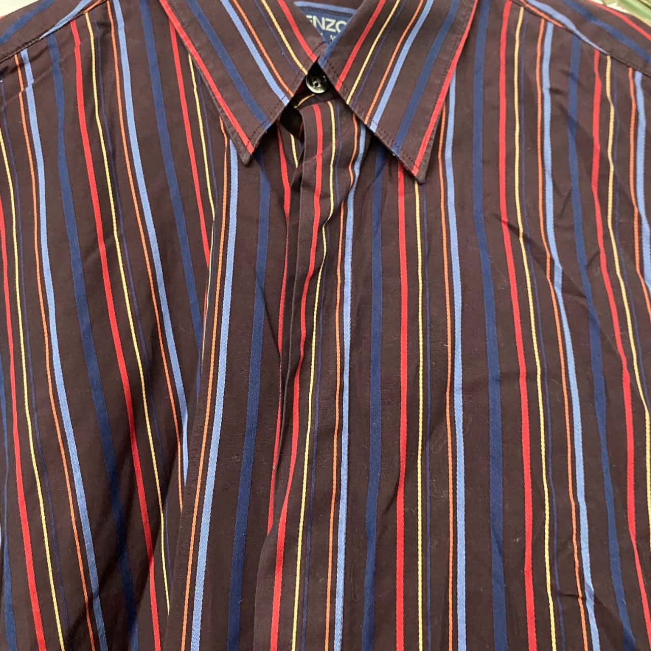 2 x Mens Size 42 / M Business Shirt Blue / Maroon / Pinstriped