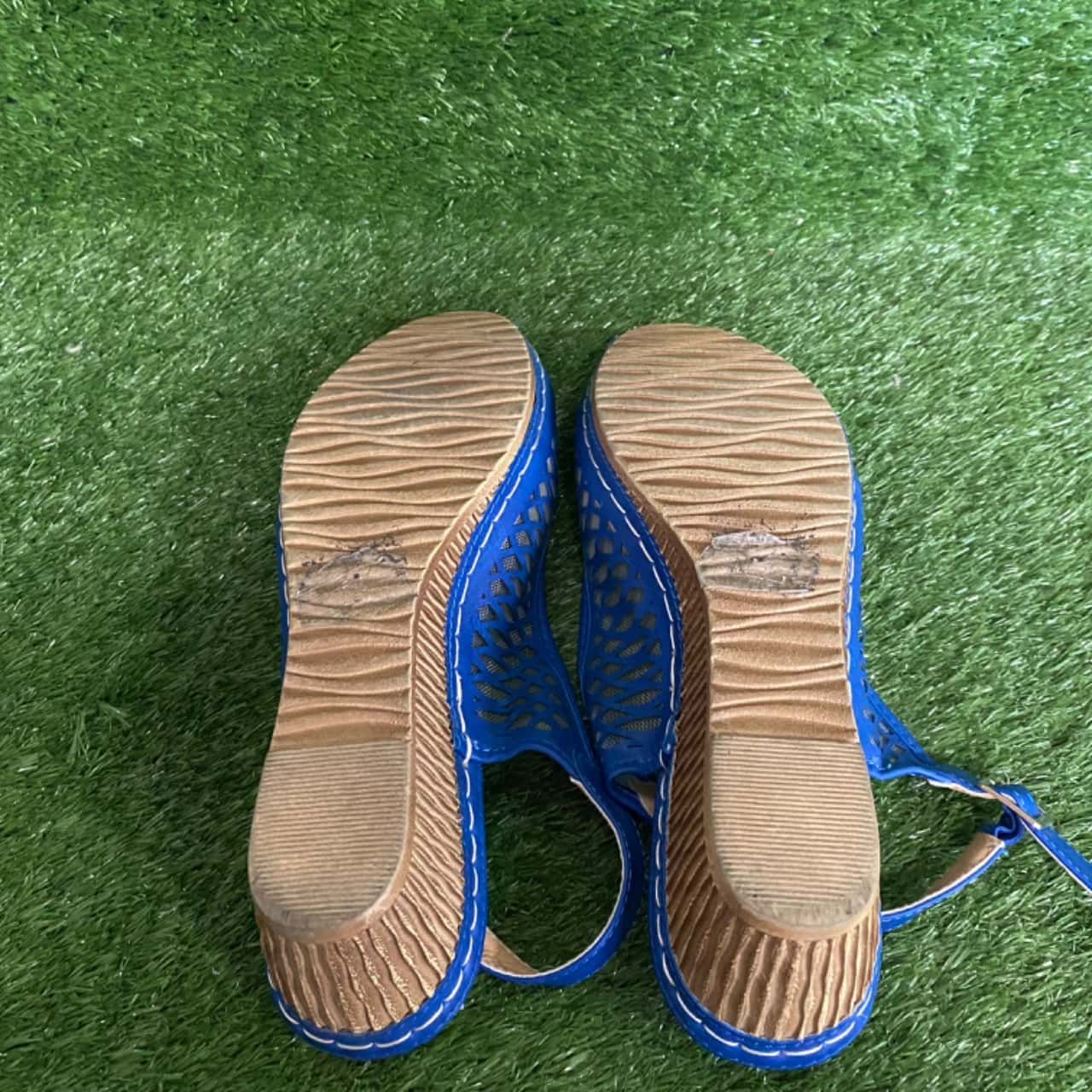 Damart Blue Mesh Slingback Wedge Heels Size 10(s)