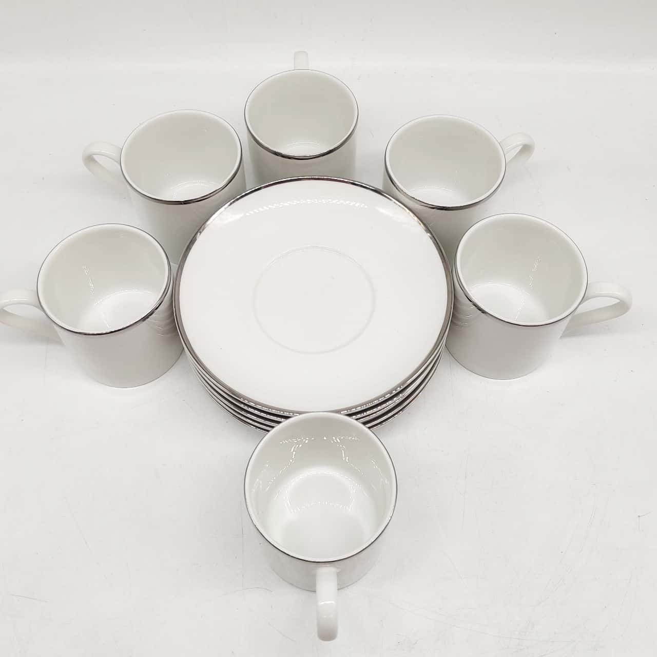 Maxwell & Williams "White Platinum" Espresso Cup & Saucer Set Of Six(s)