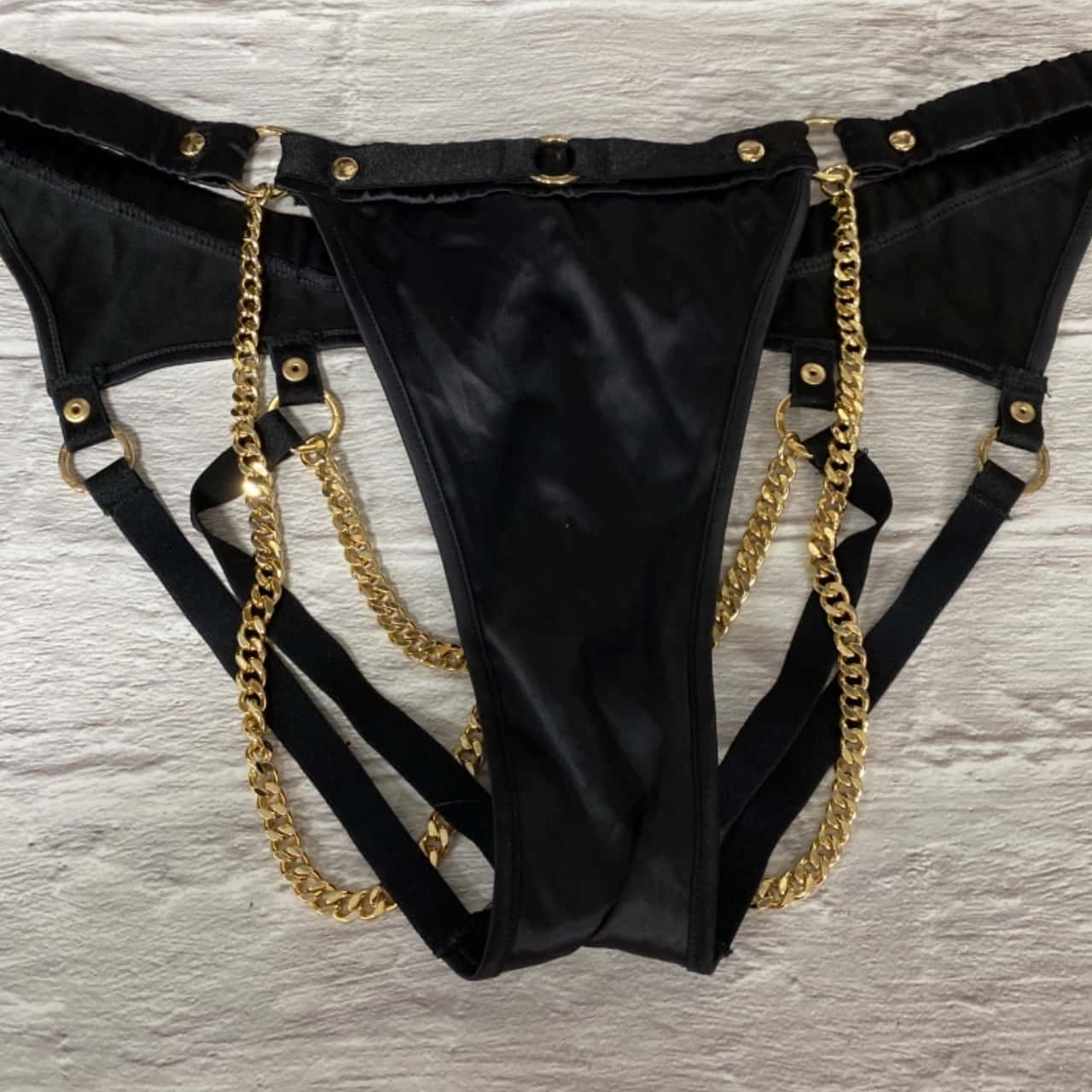 Honey Birdette Size S Black / Gold chain briefs