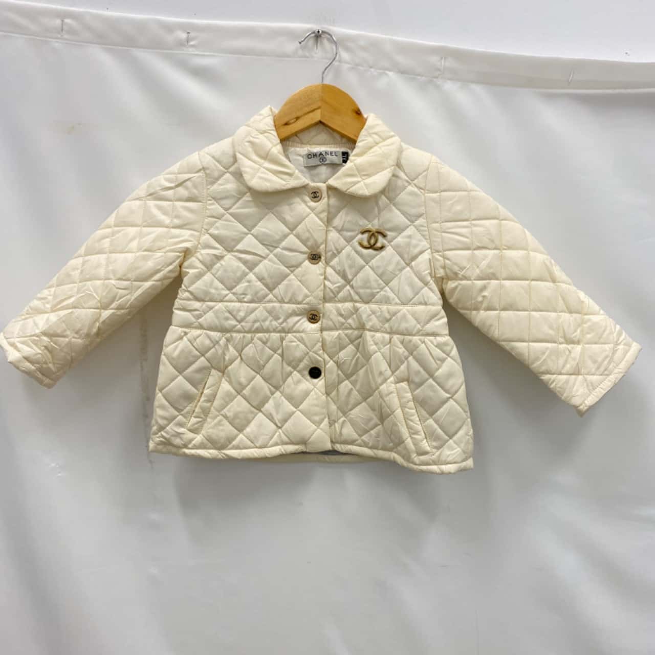 Chanel Baby Puffer Jacket Size XL Cream