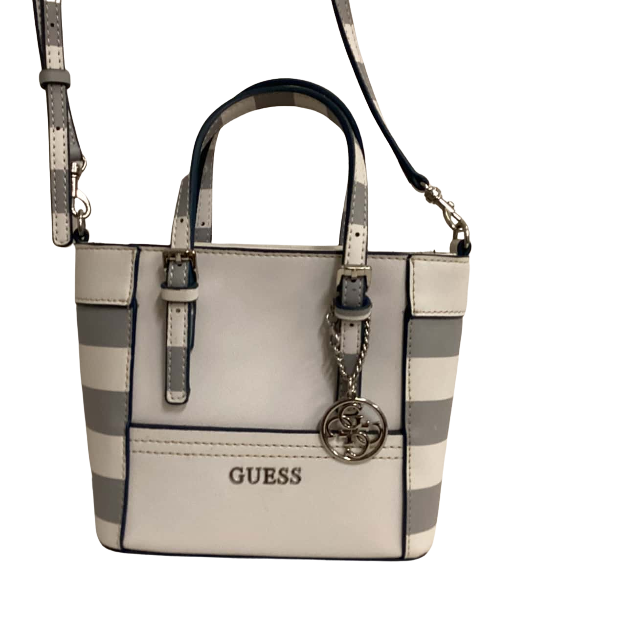 Guess Womens Handbag Grey / Striped / White (s)