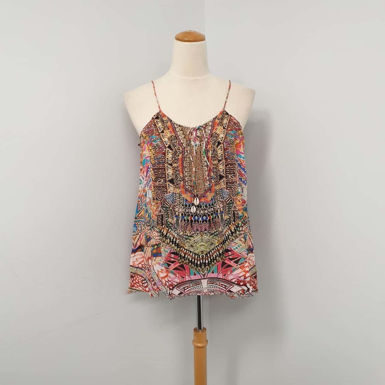 INOA Absolutely Stunning 100% Premium Silk Shoestring Aztec Print Cami ...