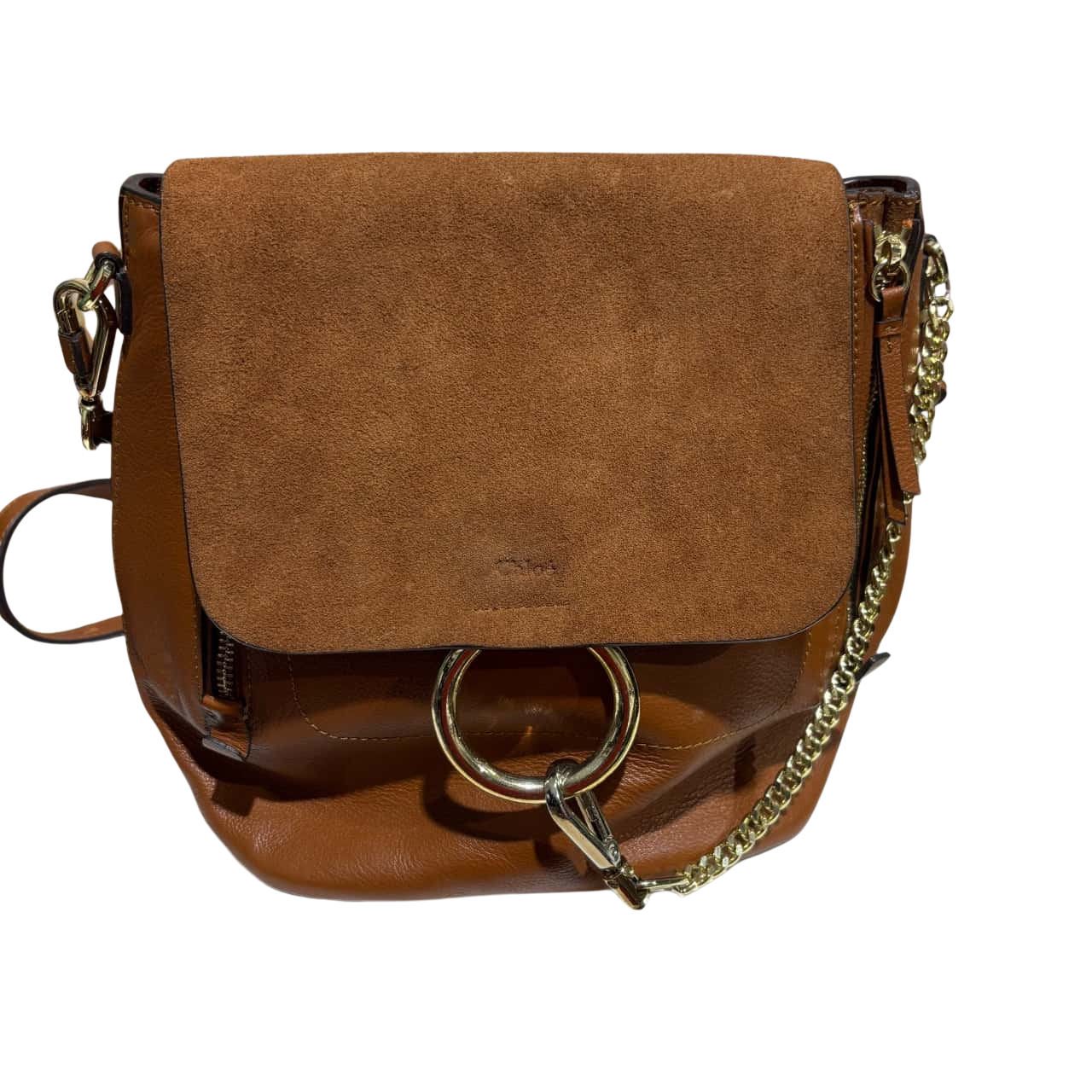 Womens Ladies Tan / Brown Backpack or Handbag with Decorative Gold ...