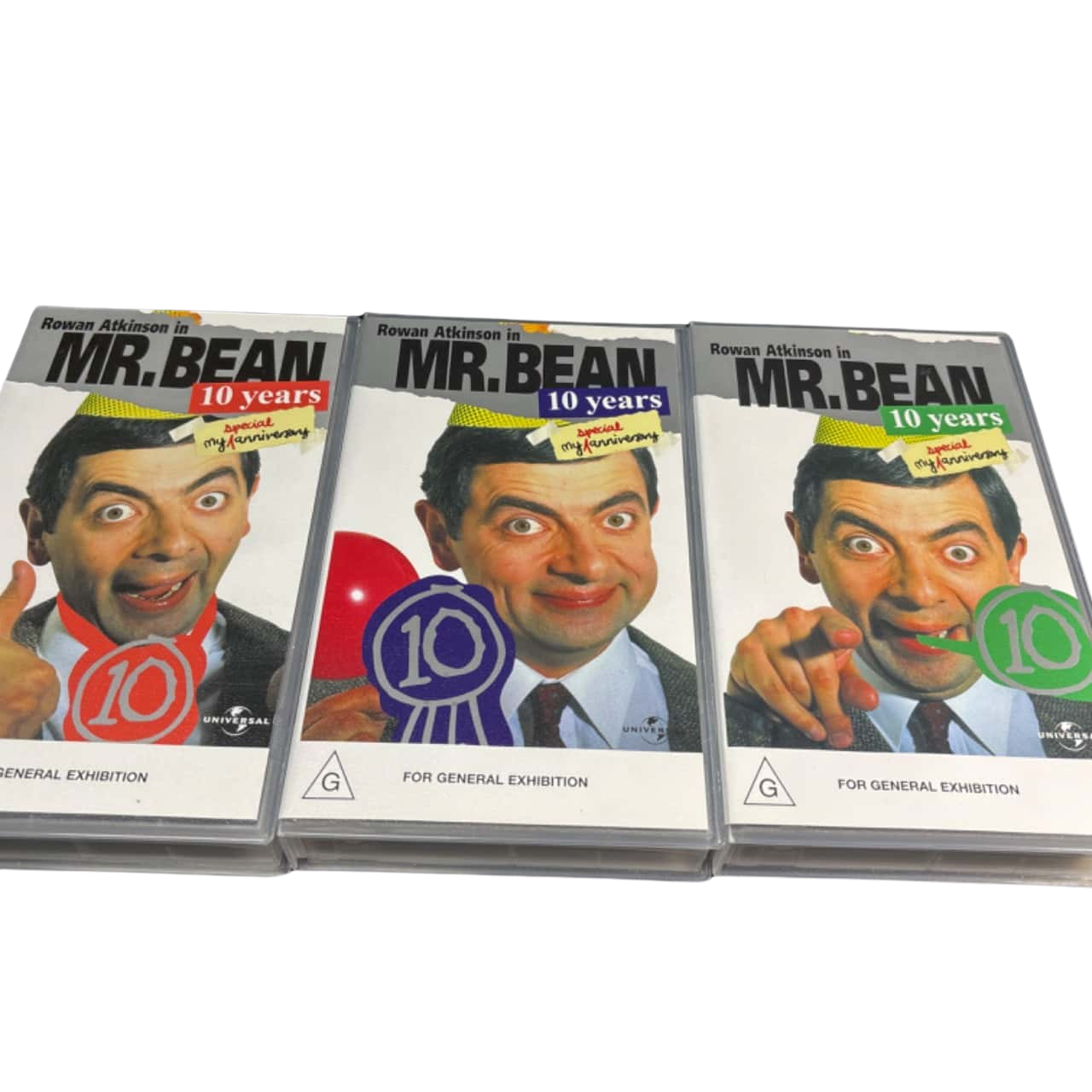 Set of three Rowan Atkinson in Mr Bean 10 years VHS