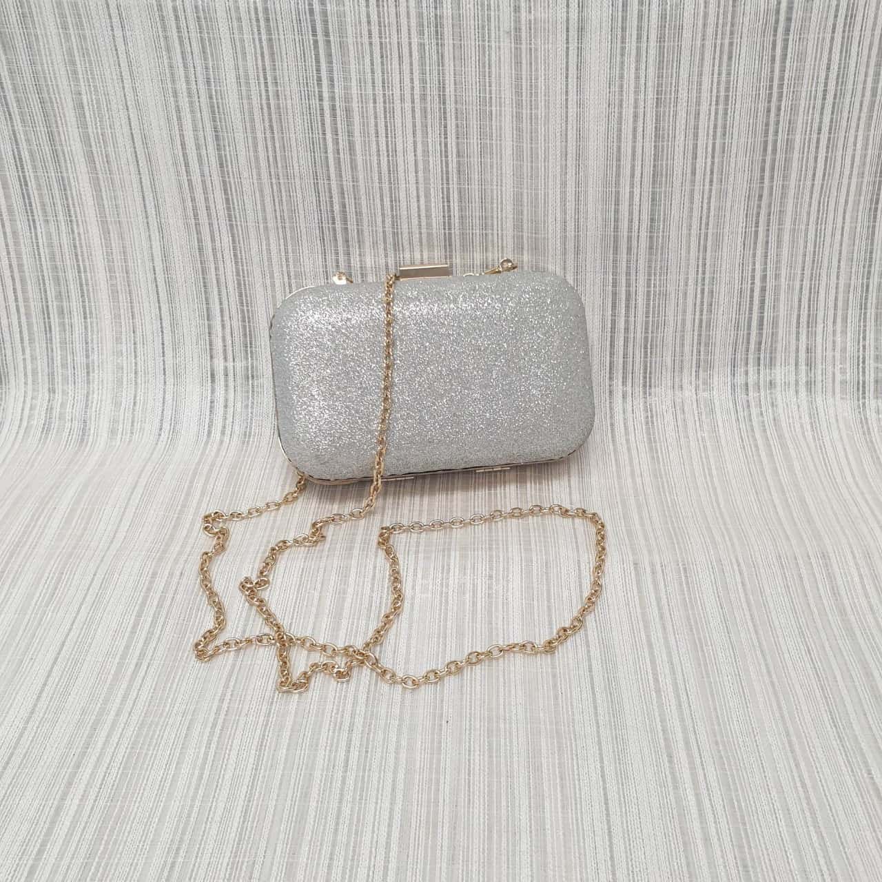 Silver Glitter Box Gorgeous Hard Shell /Evening /Wedding/ Rave /Party ...