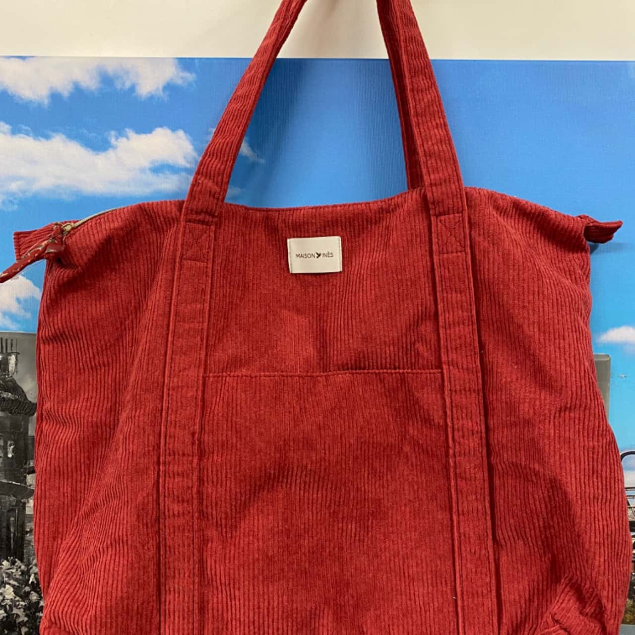 Women’s Maison ines red tote bag with floral lining inside