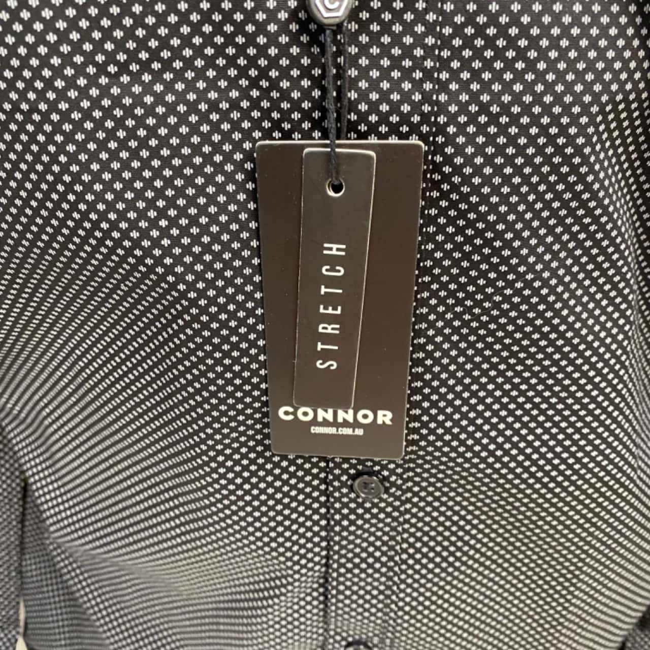 Mens Connor Large Long Sleeved Slim Fit Black/Grey Spotted Shirt - New ...