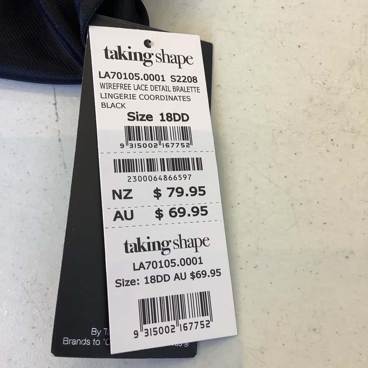 Brand New Taking Shape Womens Size 18DD Lace Trim Bra Black(s)