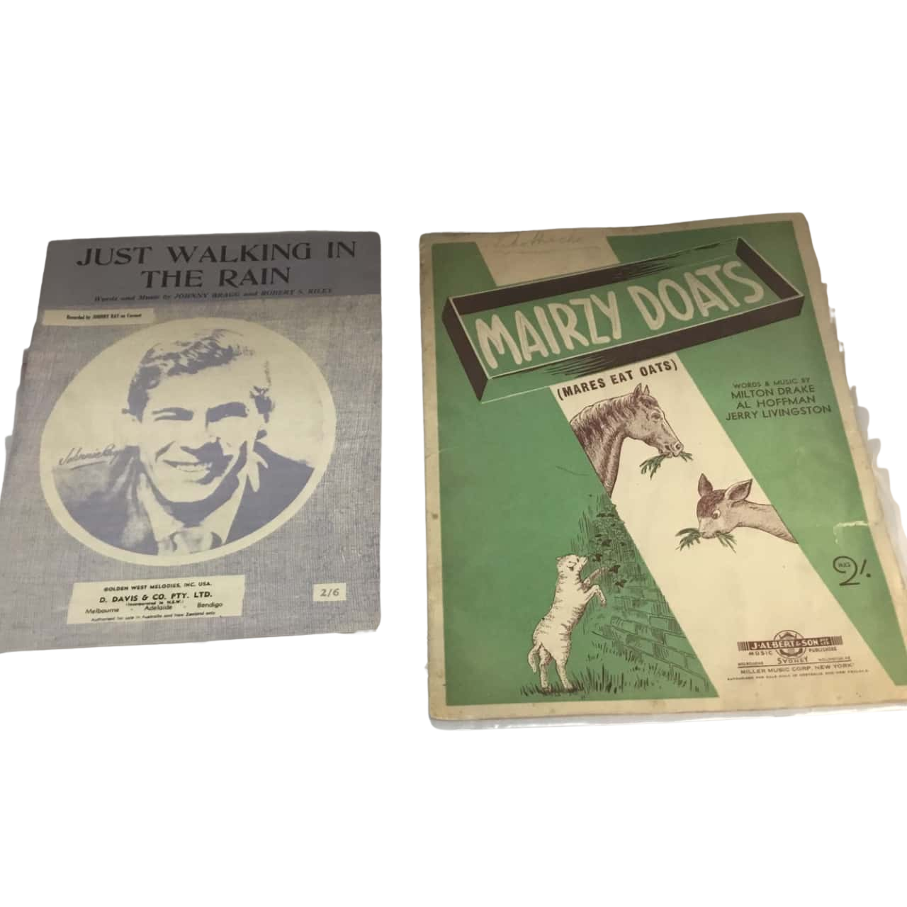 Vintage Just Walking in the Rain & Mairzy Doats Sheet Music(s)